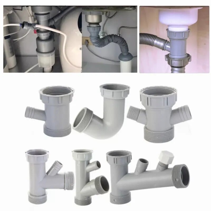 Sink Drain Pipe Adapter Y Shaped Basin Sewer Branch Connector Overflow ...