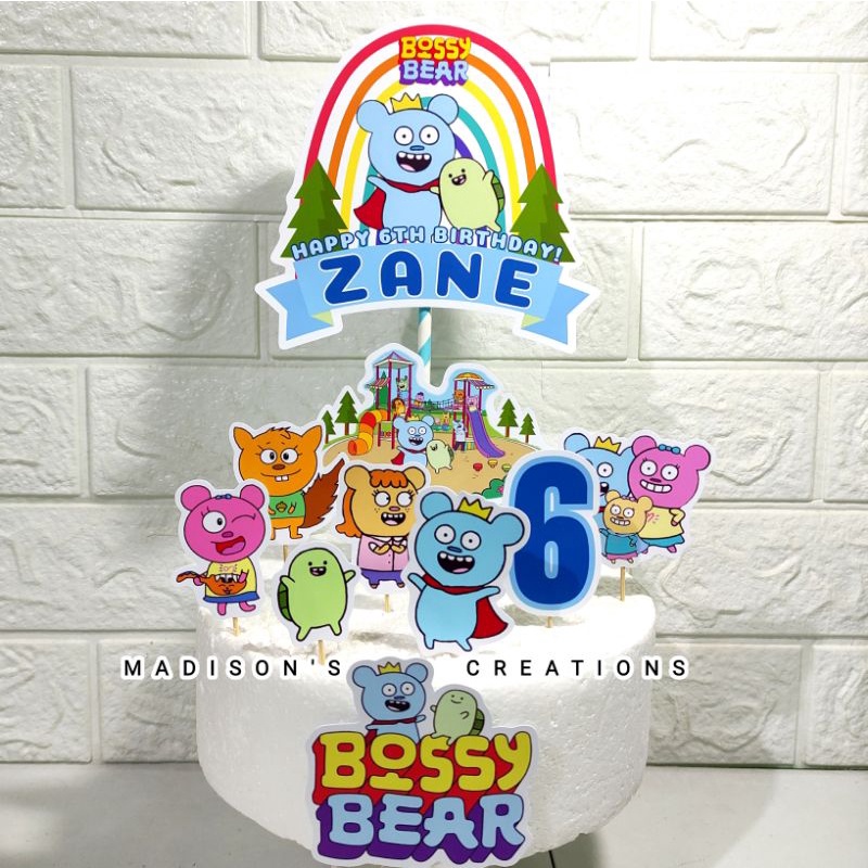 Bossy Bear Cake Topper/Banner, Backdrop Set (Personalize; High Quality ...