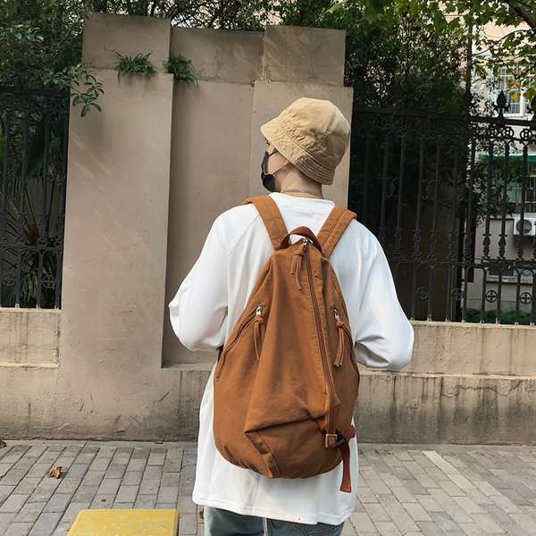 school bag korean style Backpack men's washed canvas Japanese and ...