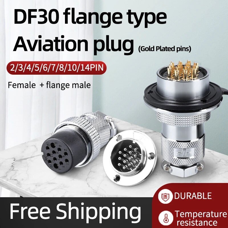 5sets M30 DF30 GX30 flange mounting 3-hole fixing aviation connector plug&socket 2Pin 3/4/5/6/7 ...