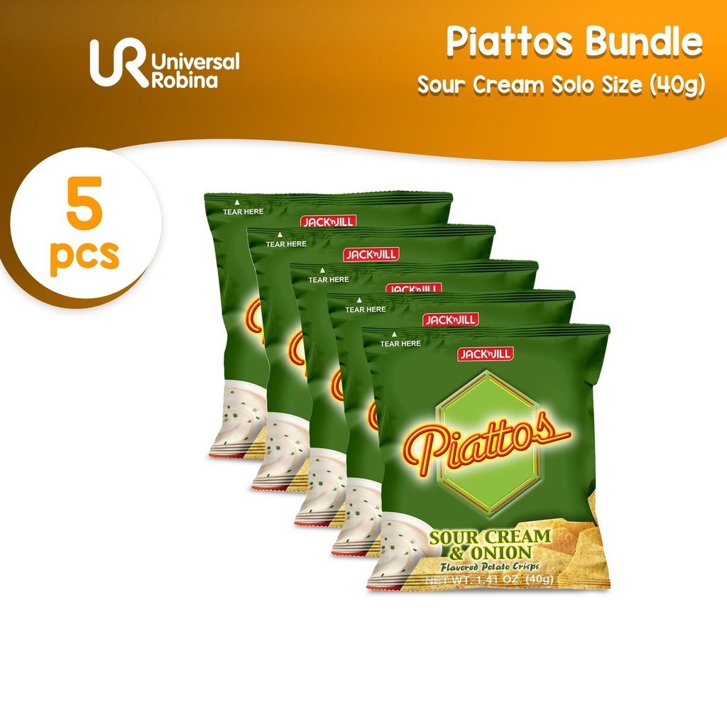 Piattos Sour Cream & Onion Flavored Potato Crisps 40g - 5 packs ...