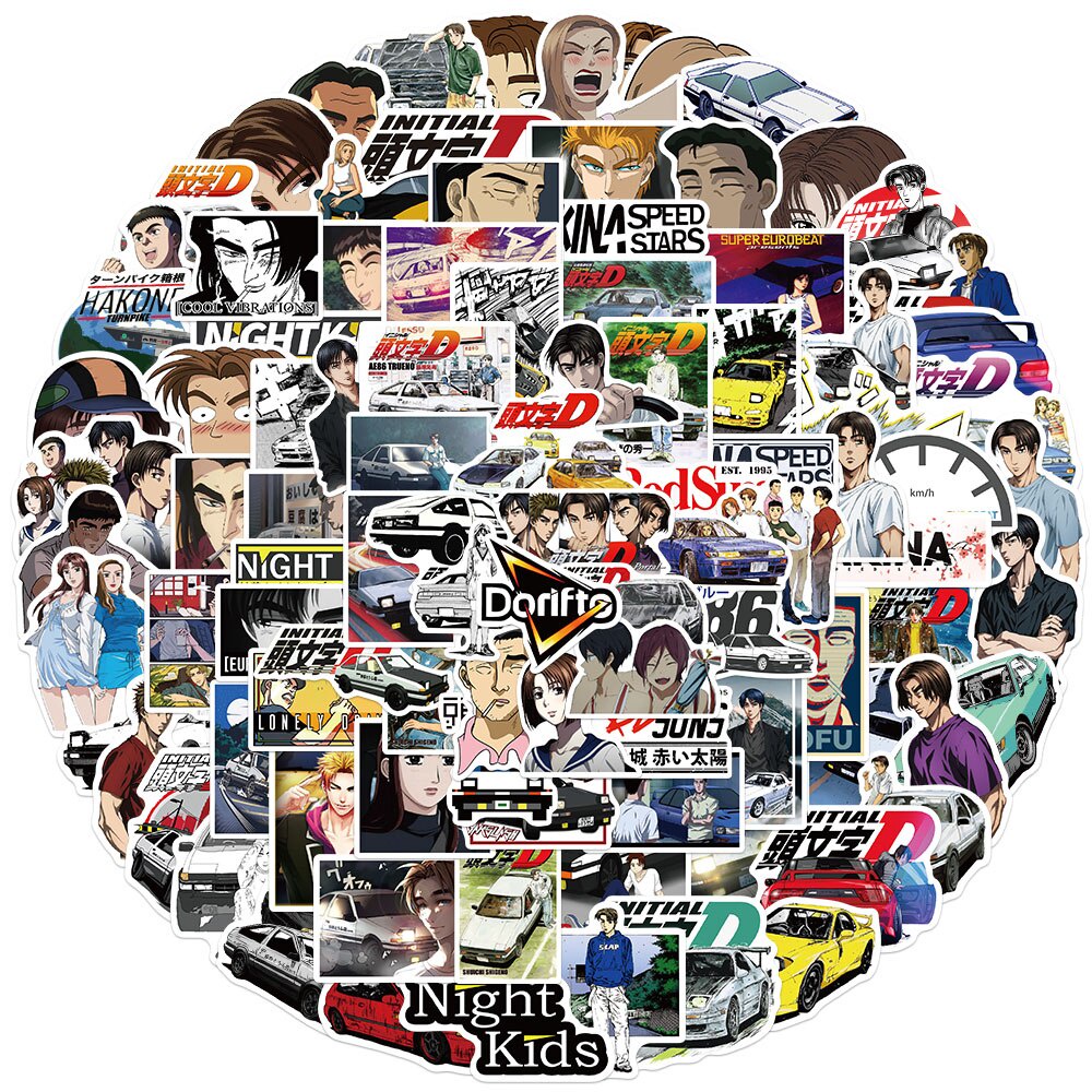 100Pcs Initial D Japanese Anime Graffiti Stickers DIY Phone Laptop ...