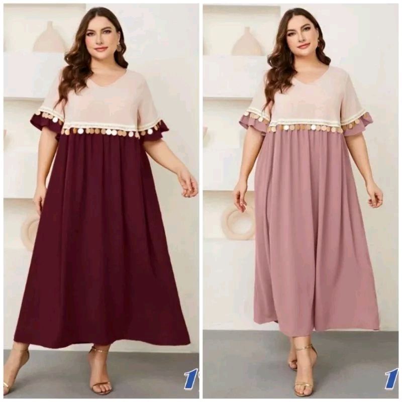 HQT FASHION PLUSIZE&SEXY DRESS MAXI TWOCOLOR DRESS (FIT UP MEDIUM TO XL BODYFRAME) | Shopee Malaysia