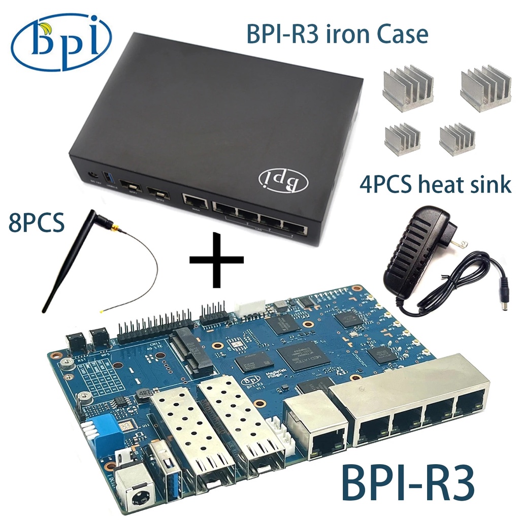 Banana Pi BPI-R3 Set MediaTek MT7986 2G DDR4 RAM 8G eMMC Flash 5 GbE ...