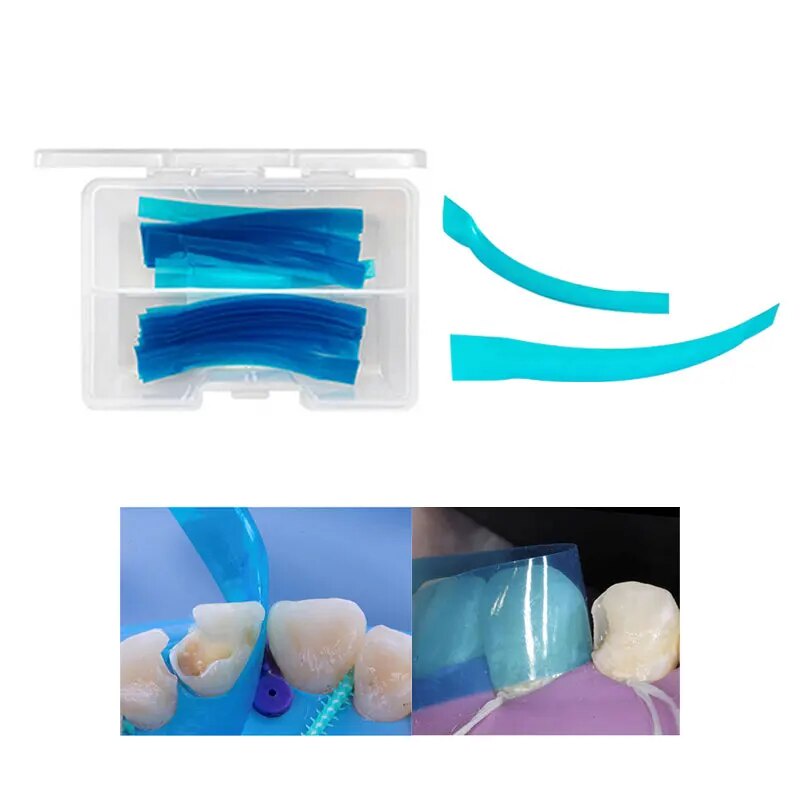 50Pc Dental Contoured Anterior Matrix Blue Strip Anterior Resin ...
