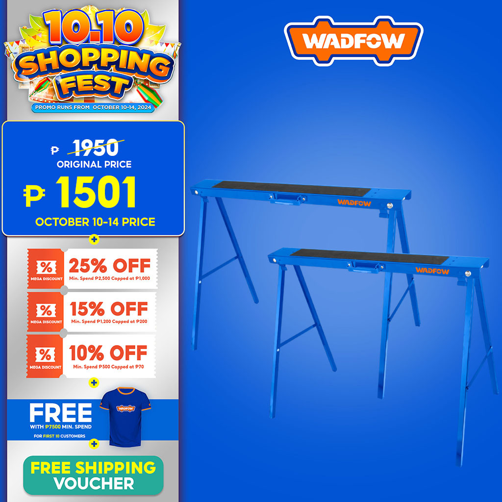 Wadfow 2 Pcs Sawhorse 100kg Jobsite Work Table Woodworking Folding Leg ...