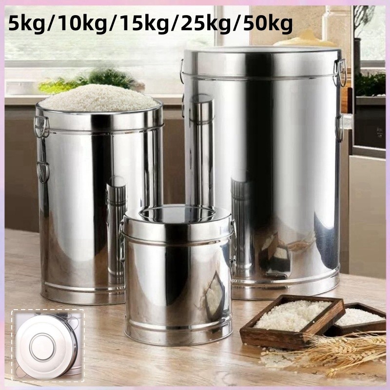 aesthetic rice dispenser 25 kg stainless 5kg/10kg/15kg/50kg capacity ...