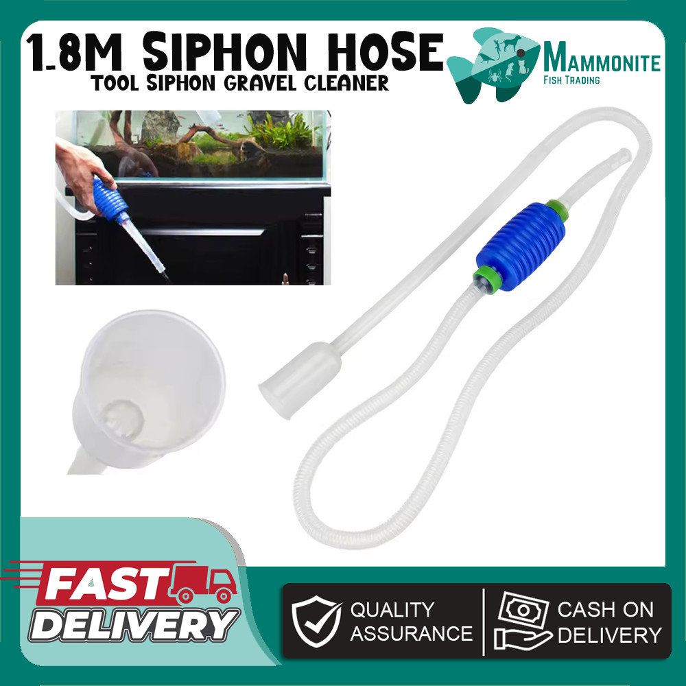1.8m Aquarium Fish Tank Vacuum Water Change Pump Tool Siphon Gravel ...