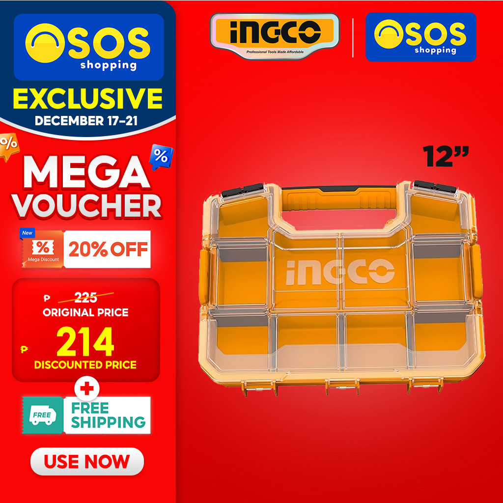 INGCO by OSOS 12inches Plastic Stackable Screw Box Organizer 305 x 230 ...