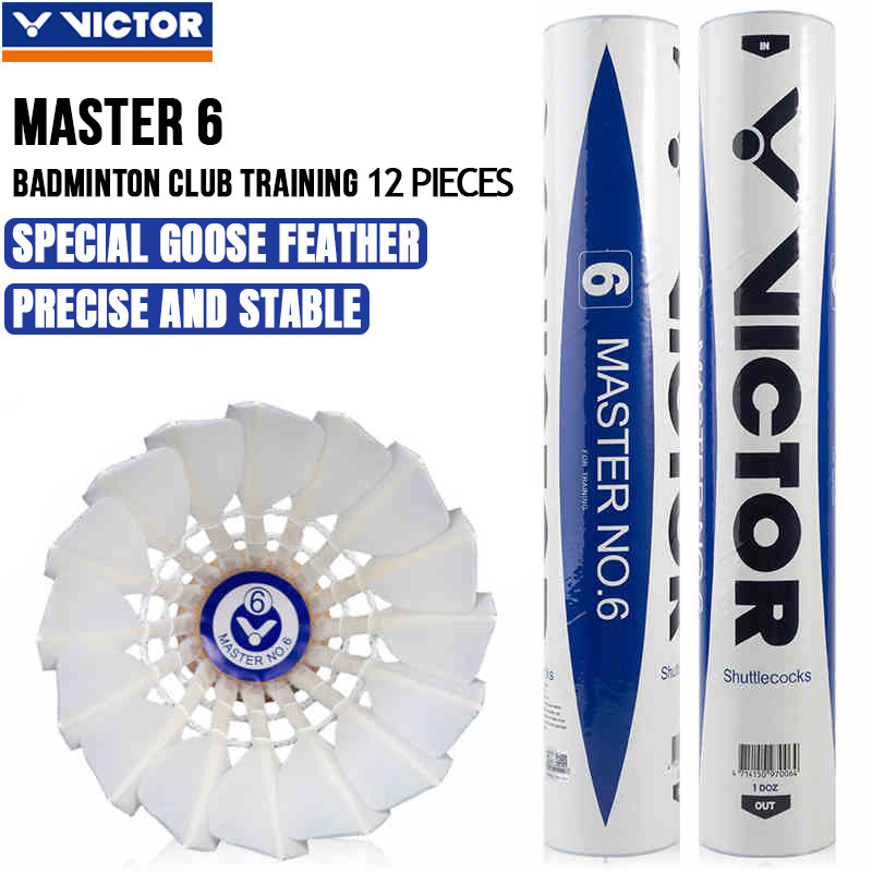 Victor Master NO.6 12 Pcs Badminton Shuttlecocks White 1 Tube (= 12 ...