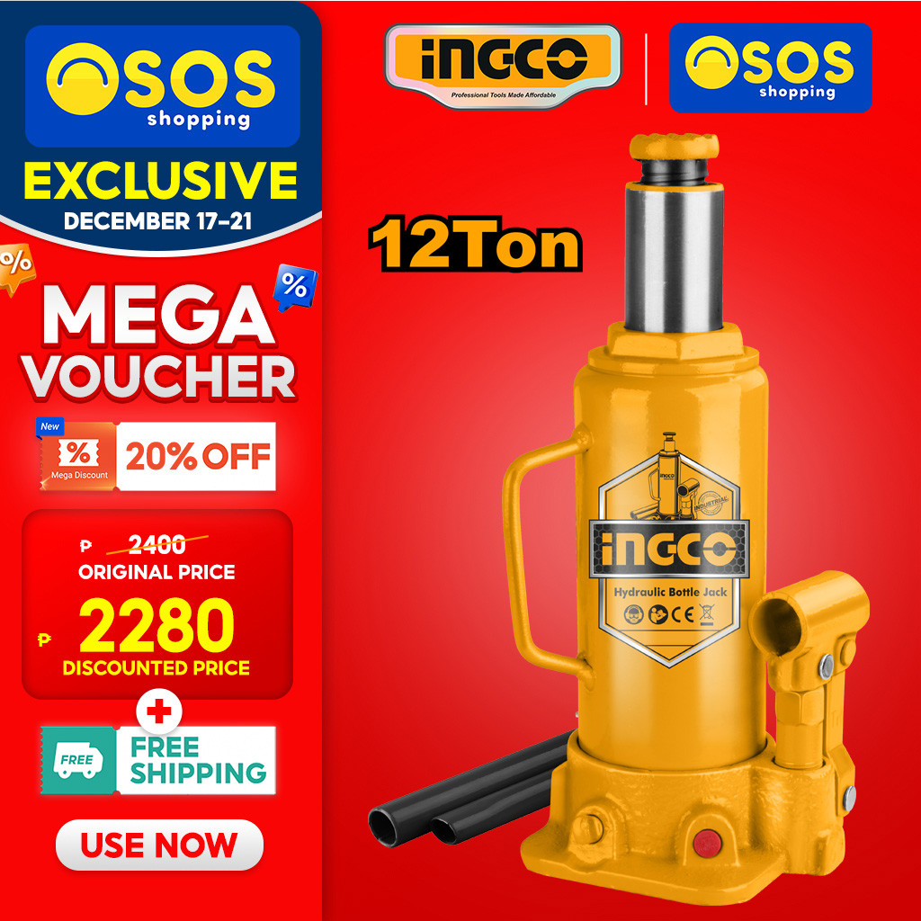 INGCO by OSOS Hydraulic Bottle Jack 12 Ton HBJ1202 | Shopee Malaysia