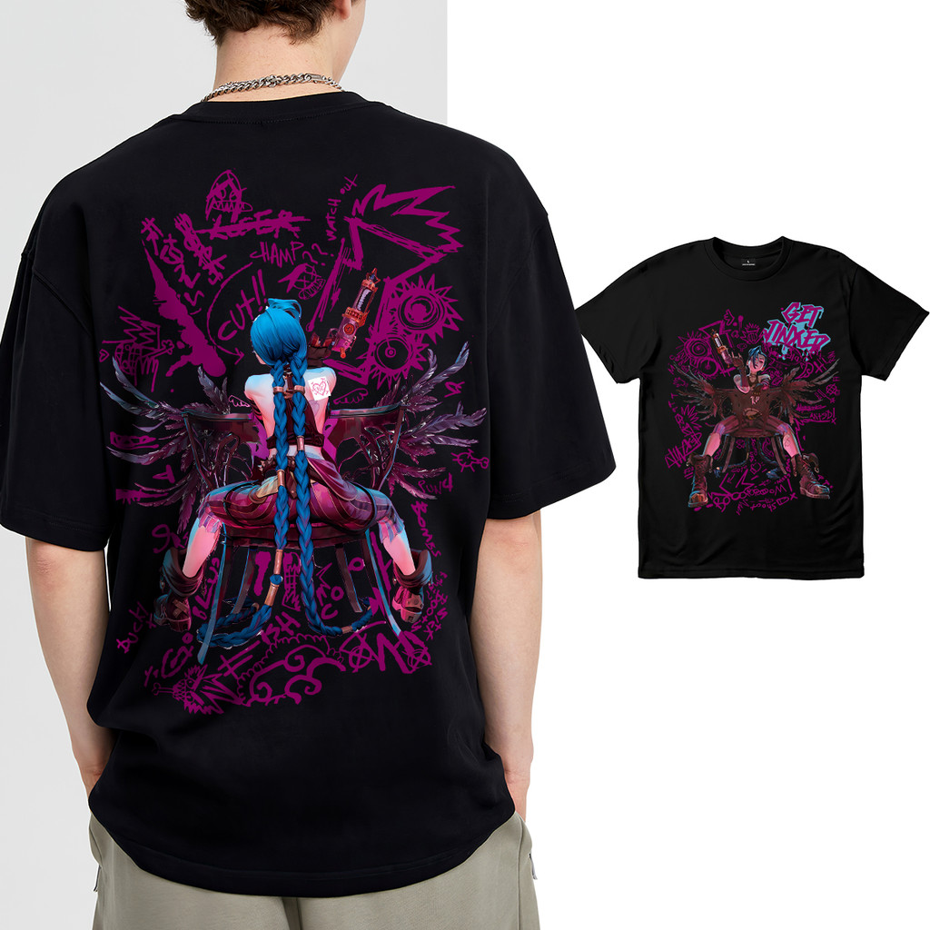 Arcane jinx design T-shirt fashion printOVERSIZ | Shopee Malaysia