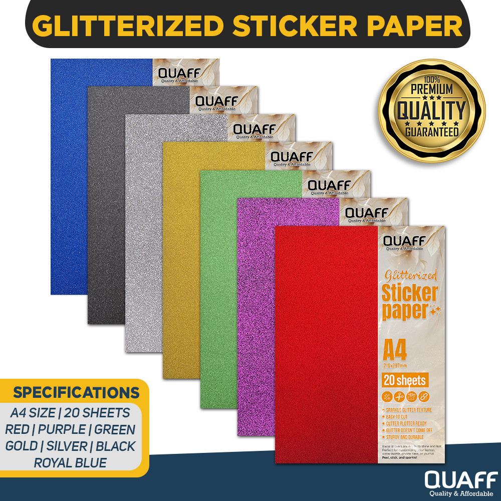QUAFF A4 size Glitterized Sticker Paper (20 sheets/pack) | Shopee Malaysia