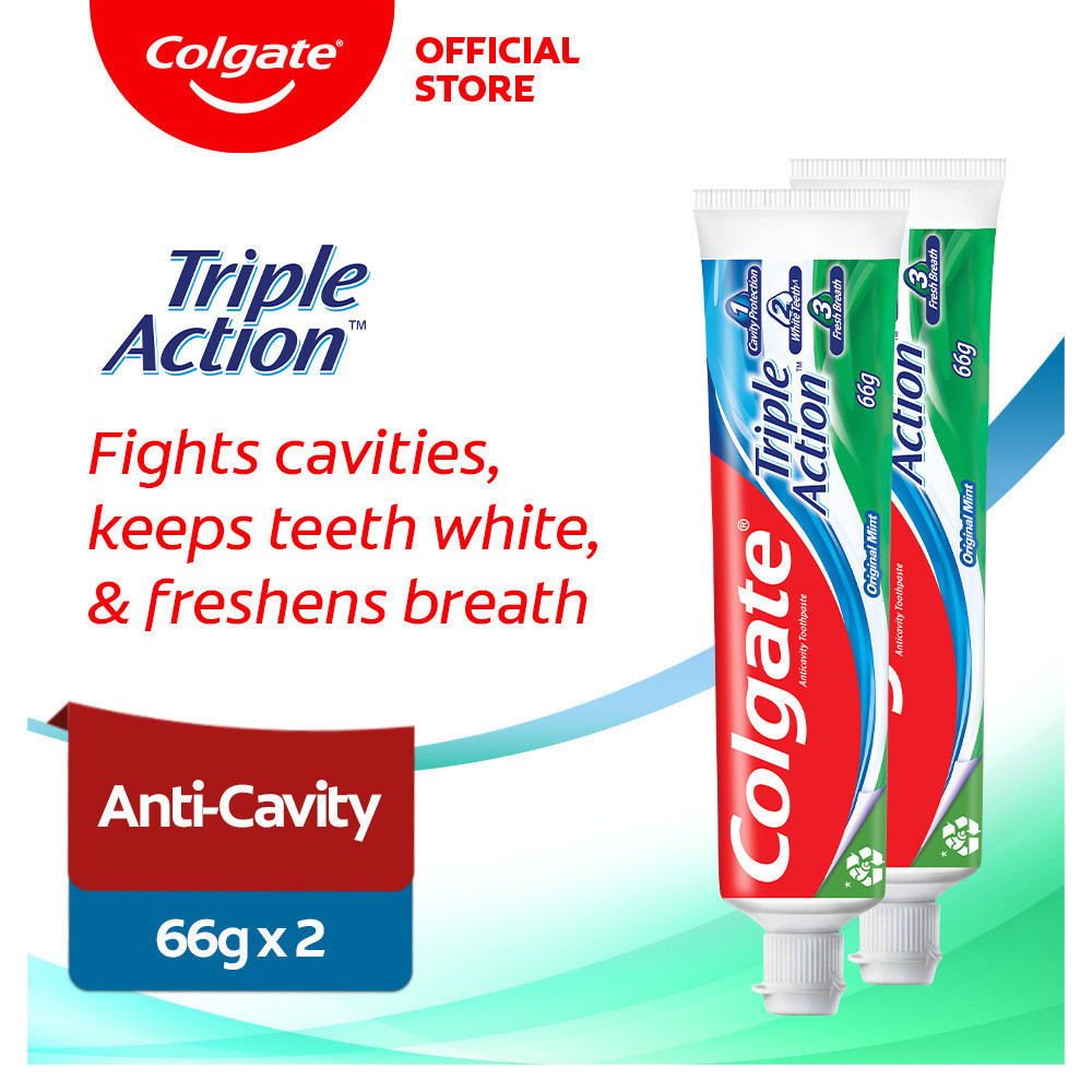 Colgate Triple Action Anti-Cavity Family Toothpaste Mint 66g Value Twin ...