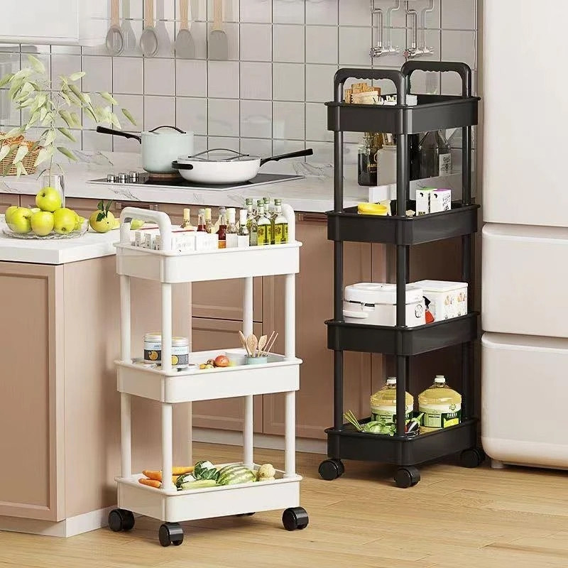 Trolley Cart Moving Rack Kitchen Storage Shelf 3-4-5Tier Cabinets ...