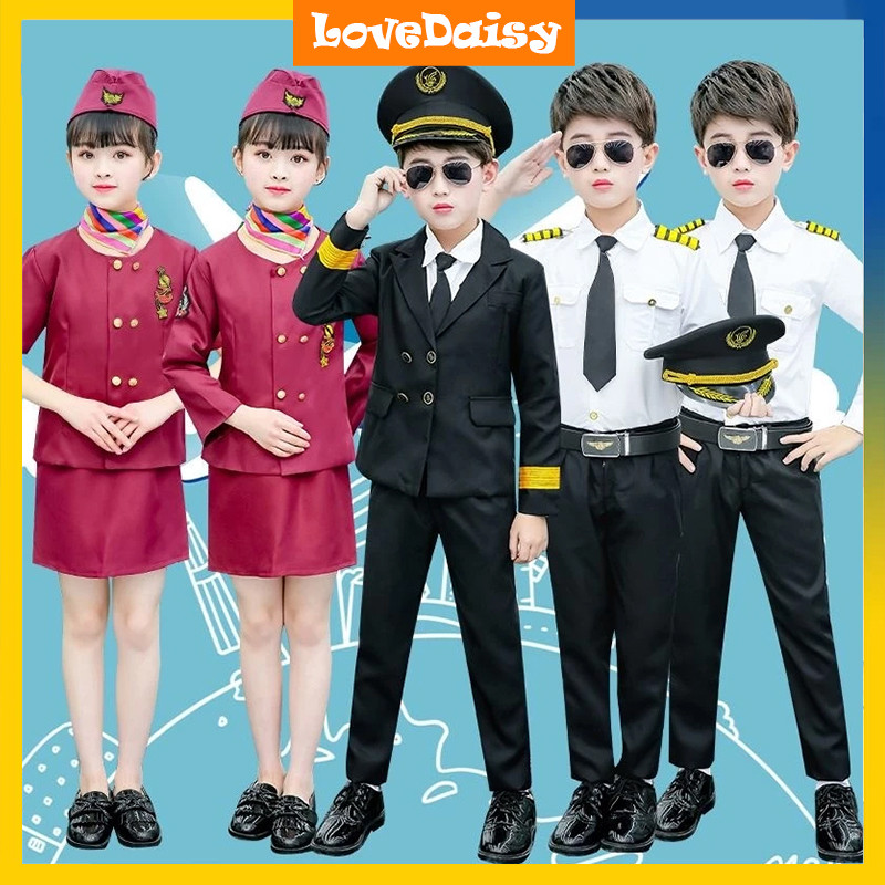 Children's Captain Uniform Pilot Career Costume Flight Attendant For ...