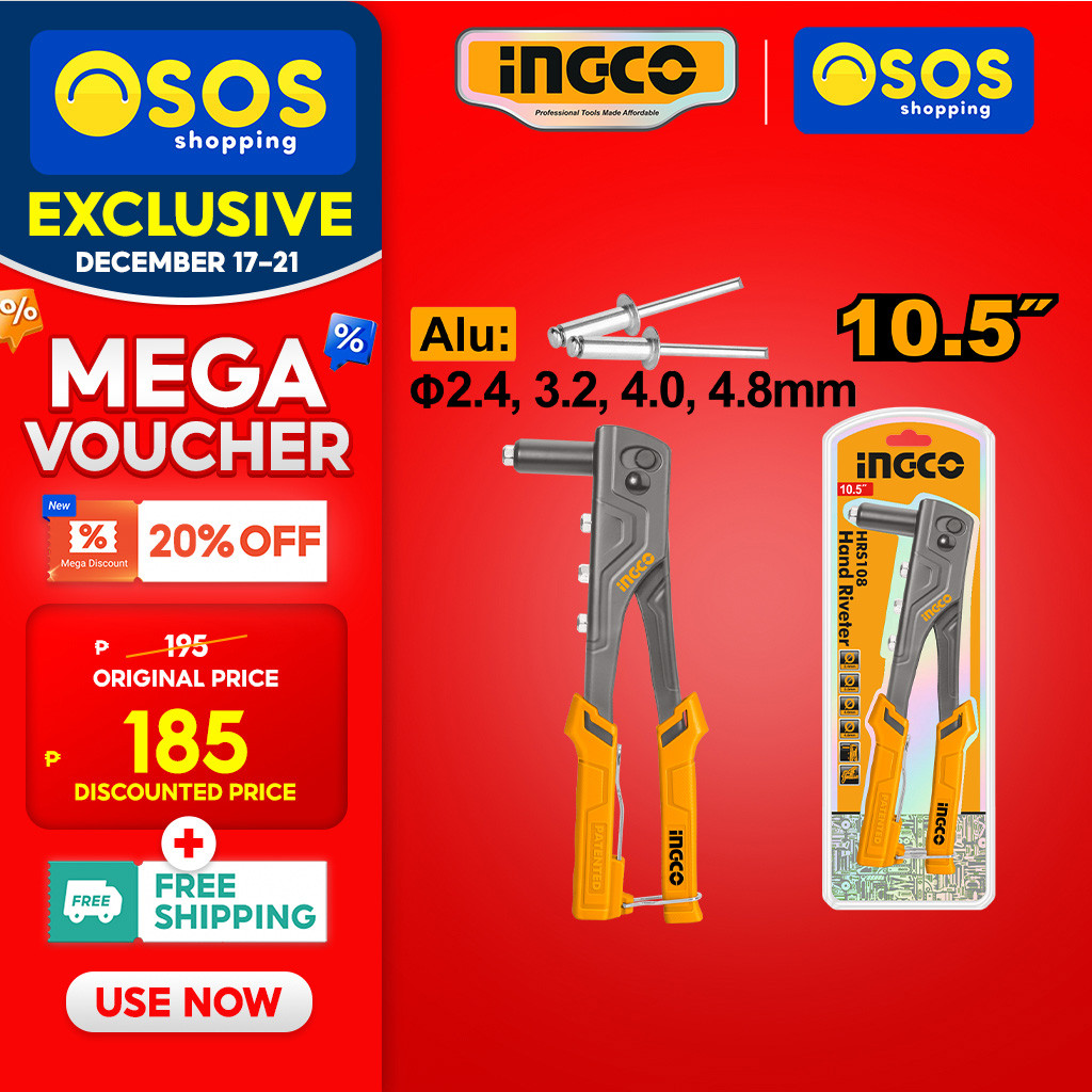 INGCO by OSOS Super Select Heavy Duty Hand Riveter (10.5") HRS108 ...