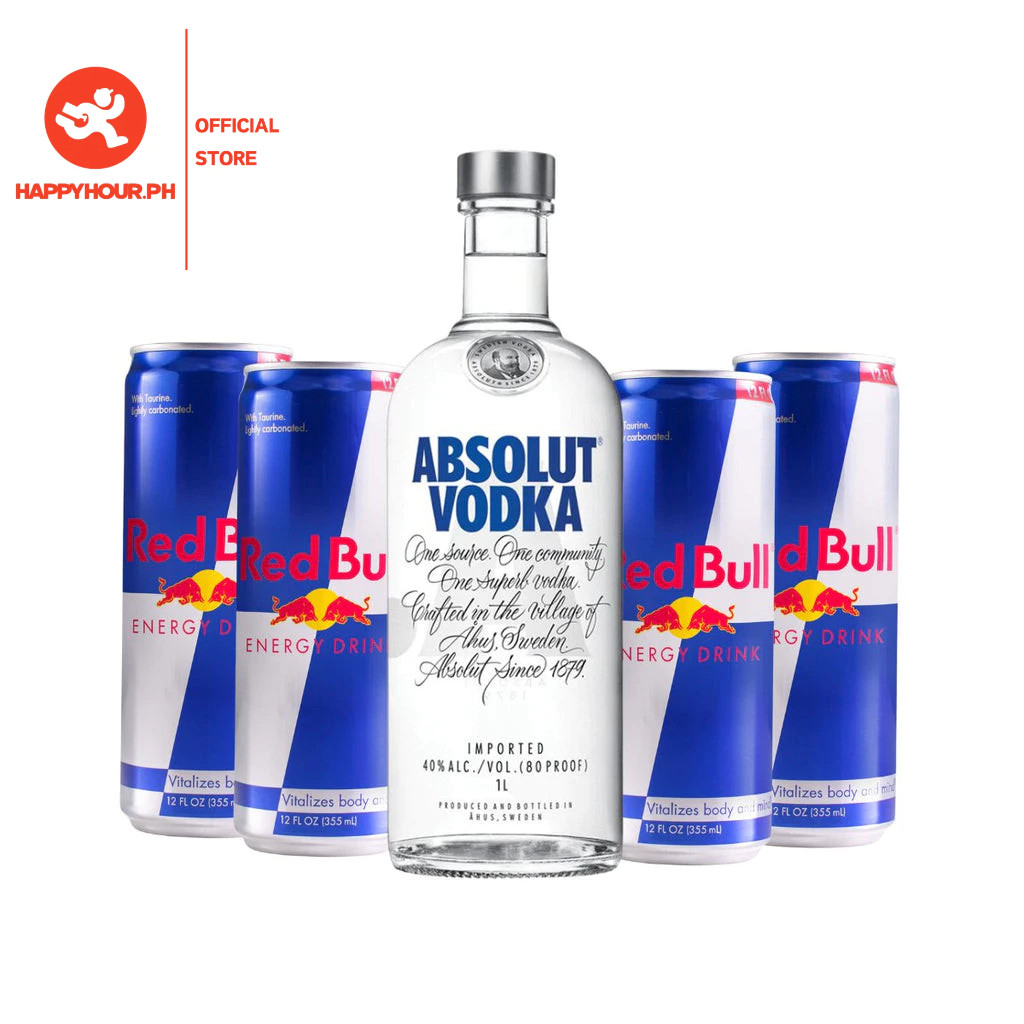 Absolut Blue Vodka 1L with Red bull in-can 250ml 4-pack | Shopee Malaysia
