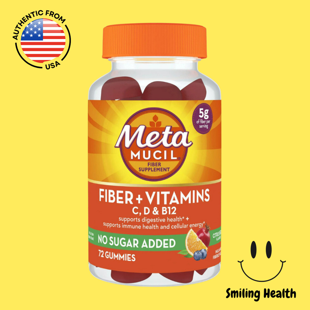 Metamucil Fiber Supplement Gummies Plus Vitamins C, D, & B12, Citrus ...