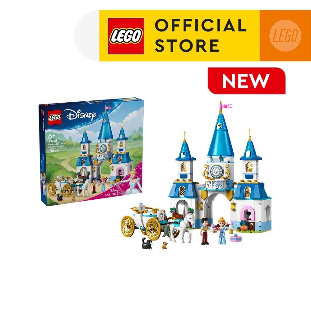 LEGO Disney Princess 43275 Cinderella's Castle & Horse Carriage, Age 6 ...