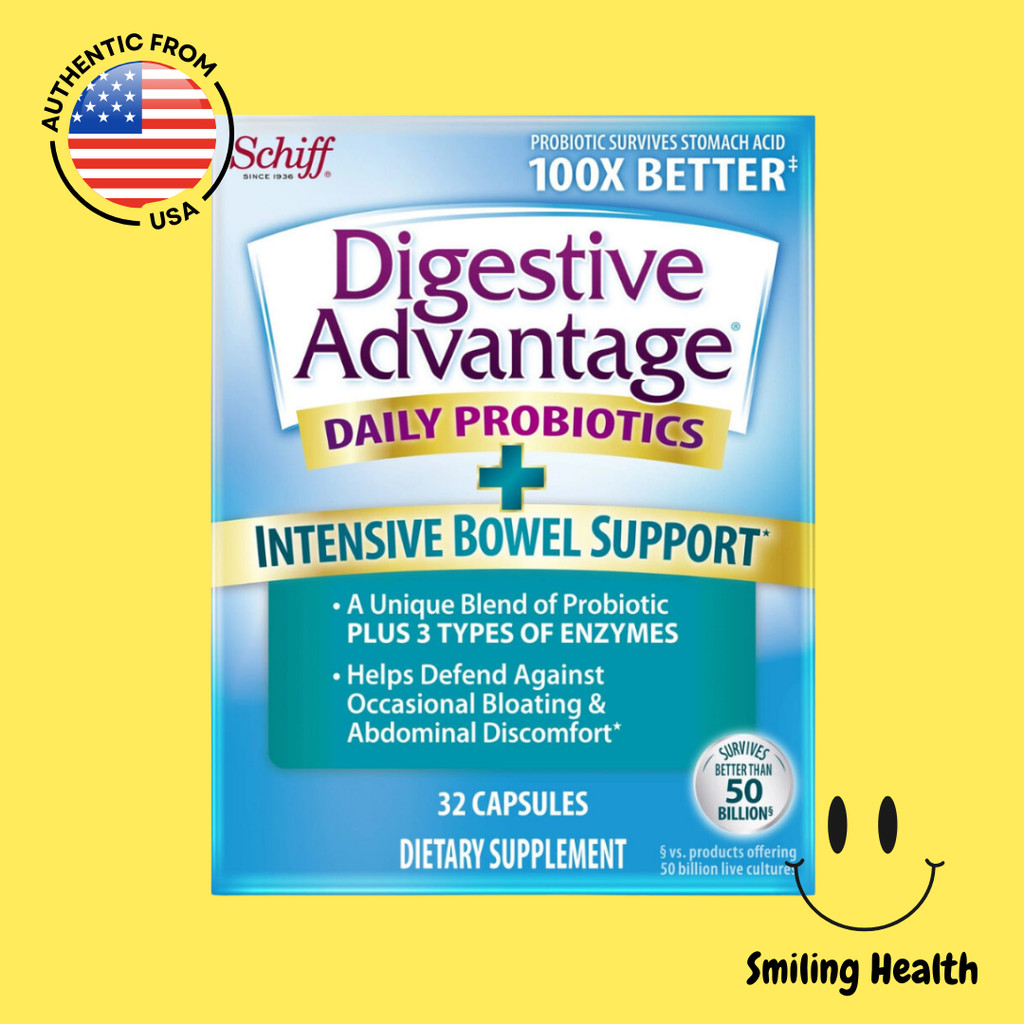 Schiff Digestive | Advantage Daily probiotics + Intensive Bowel Support ...