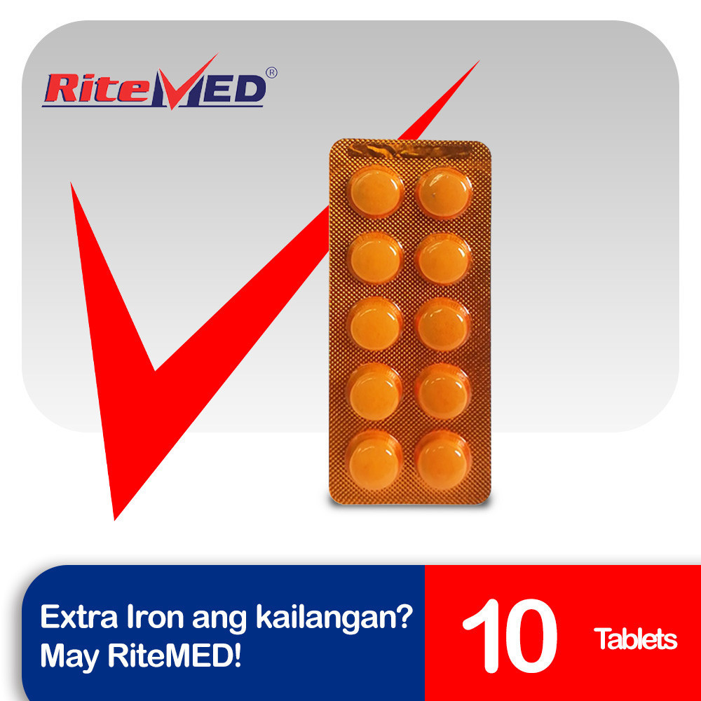 RiteMED Iron+Folic 60mg/250 mcg 10 Tablets (An Anti-Anemic Iron And ...