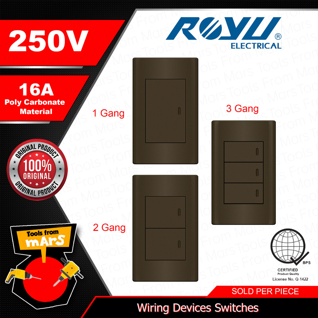 Royu Plano 1 / 2 / 3 Gang Switch Set Wide Series Dark Gray with Steel ...