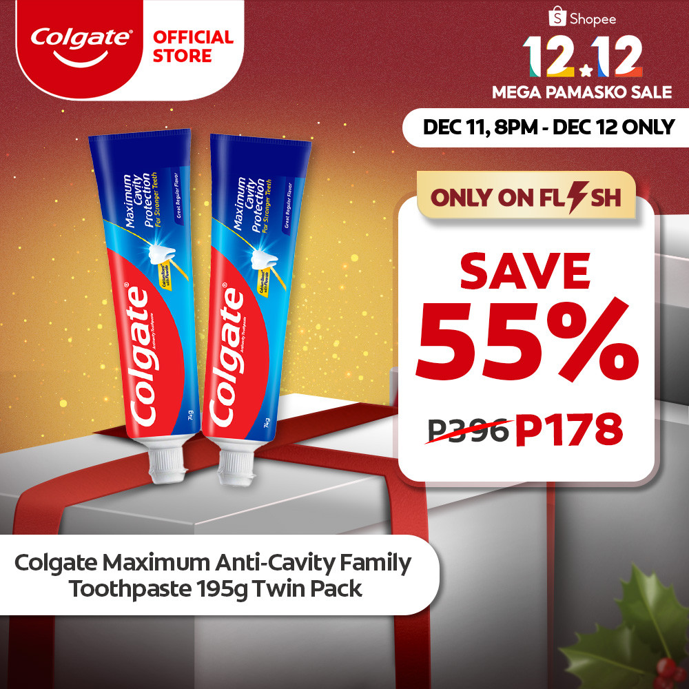 Colgate Maximum Cavity Protection Anti-Cavity Family Toothpaste Great Regular Flavor 195g Twin ...