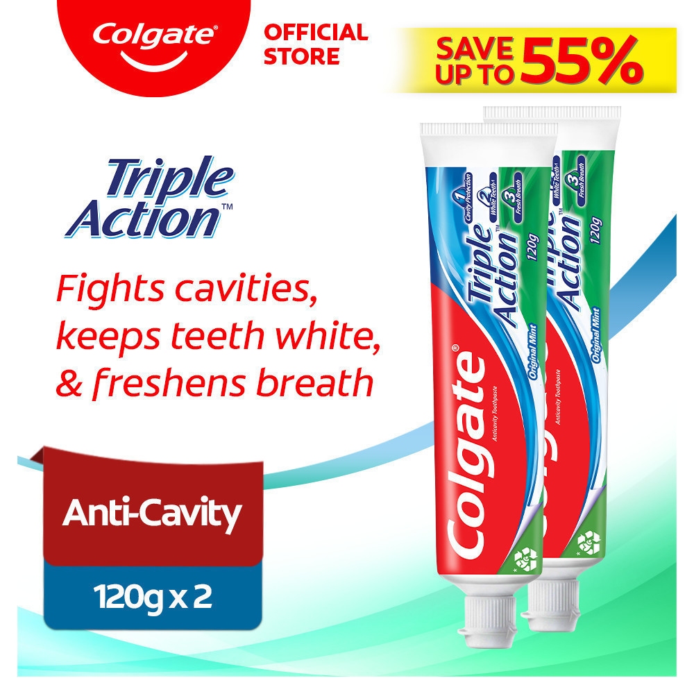 Colgate Triple Action Anti-Cavity Family Toothpaste Mint 120g Value ...