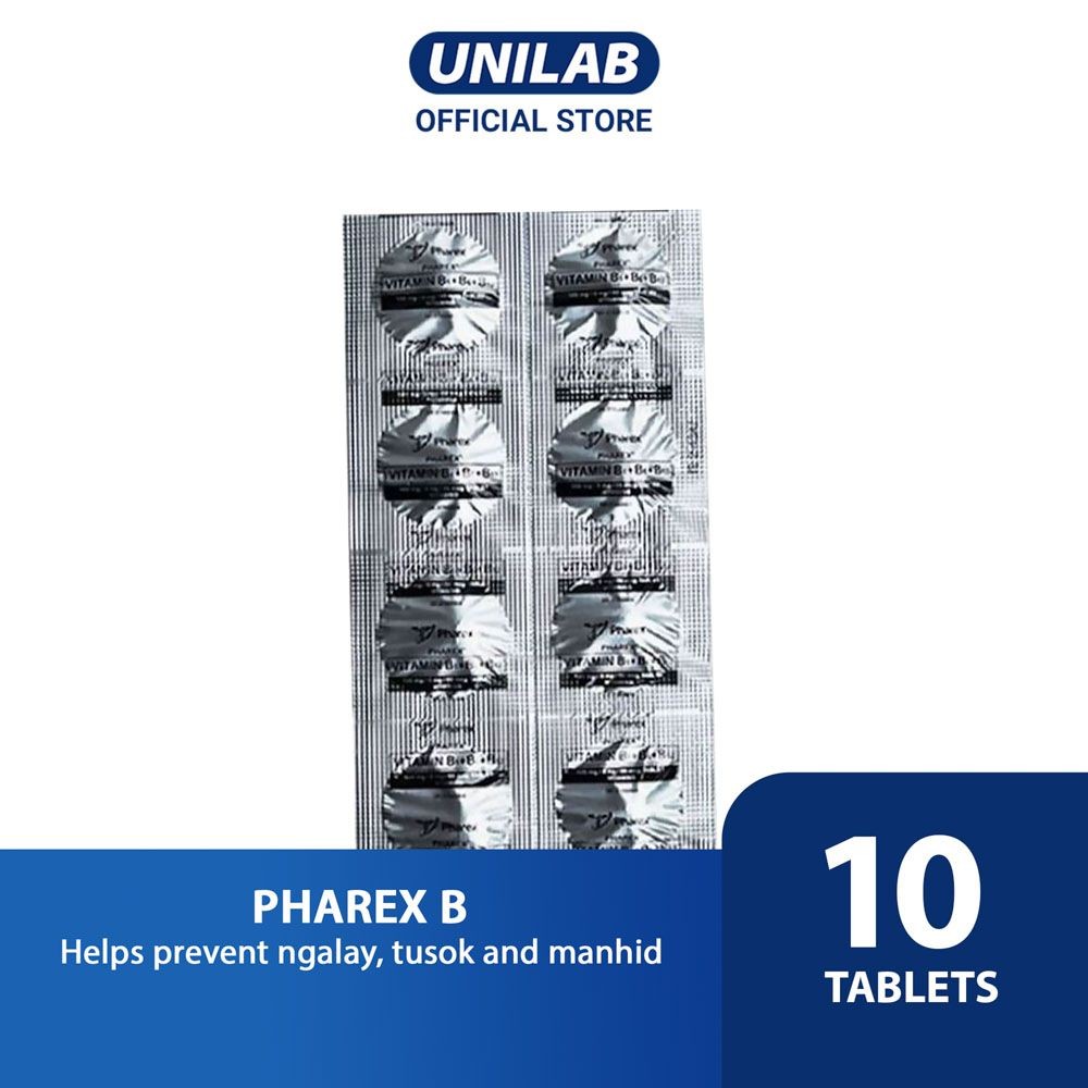 Unilab - Pharex B-Complex 10 Tabs,Vitamin B1+B6+B12 -For vitamin B ...