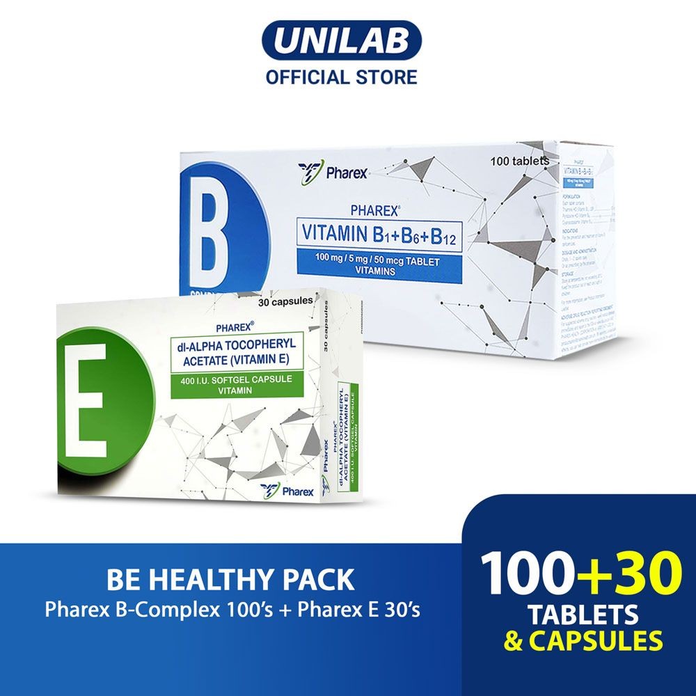 UNILAB - Bundle: Pharex B-Complex 100 Tablets + Pharex E 30 Softgel ...