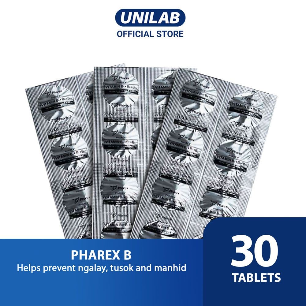 UNILAB - Pharex B-Complex 30 Tabs,Vitamin B1+B6+B12 -For vitamin B ...