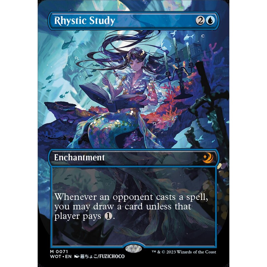 MTG Proxy Card - Rhystic Study (Anime Borderless) | Wilds of Eldraine ...