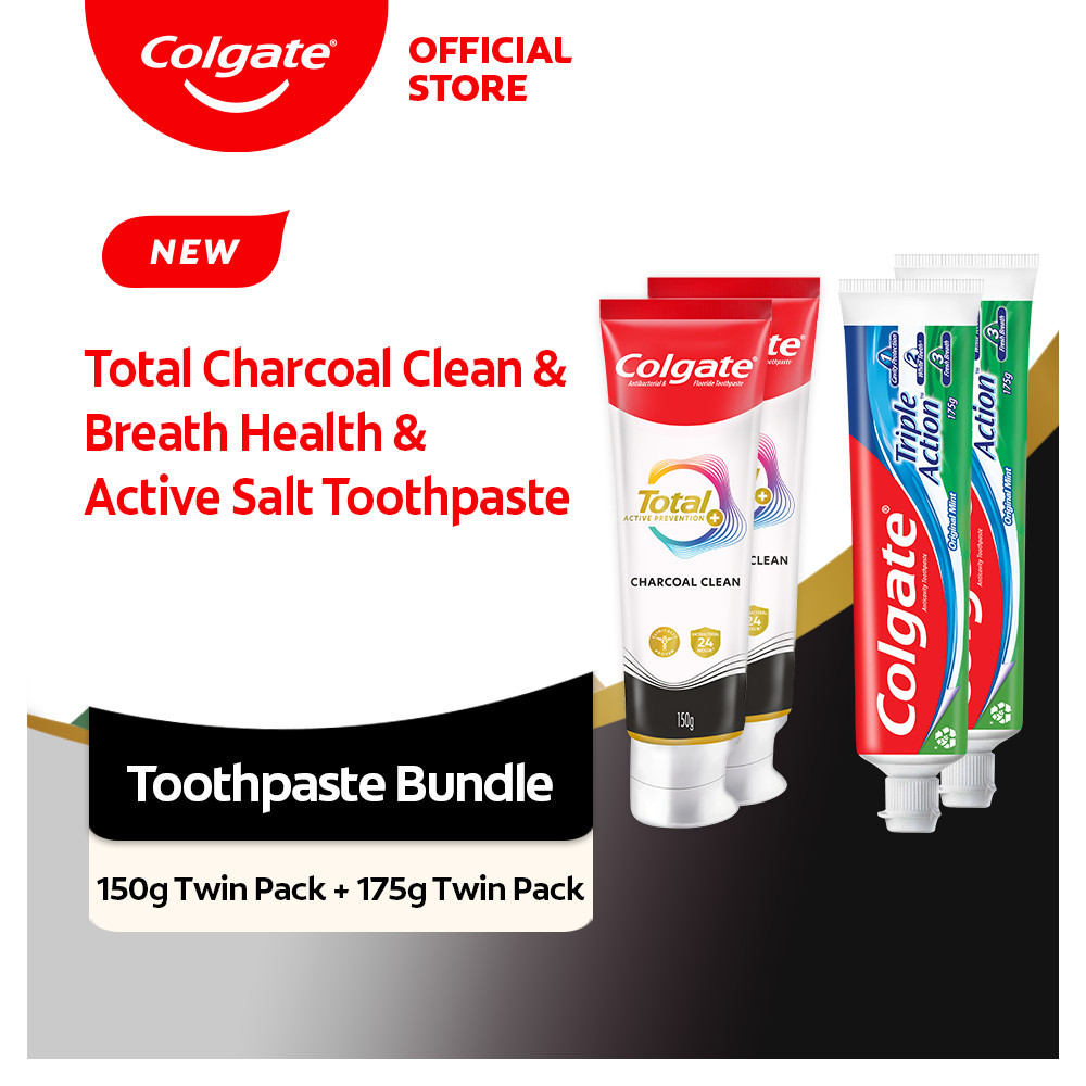 Colgate Triple Action Toothpaste 175g Twin Pack + Colgate Total Twin ...