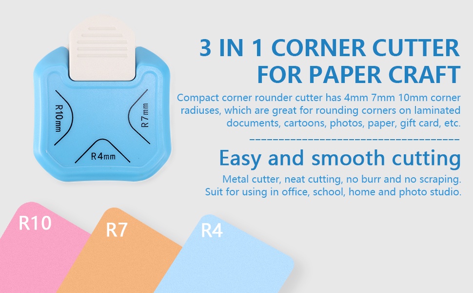 3 In 1 Paper Corner Rounder Cutter Punch 4mm+7mm+10mm Hole Puncher ...