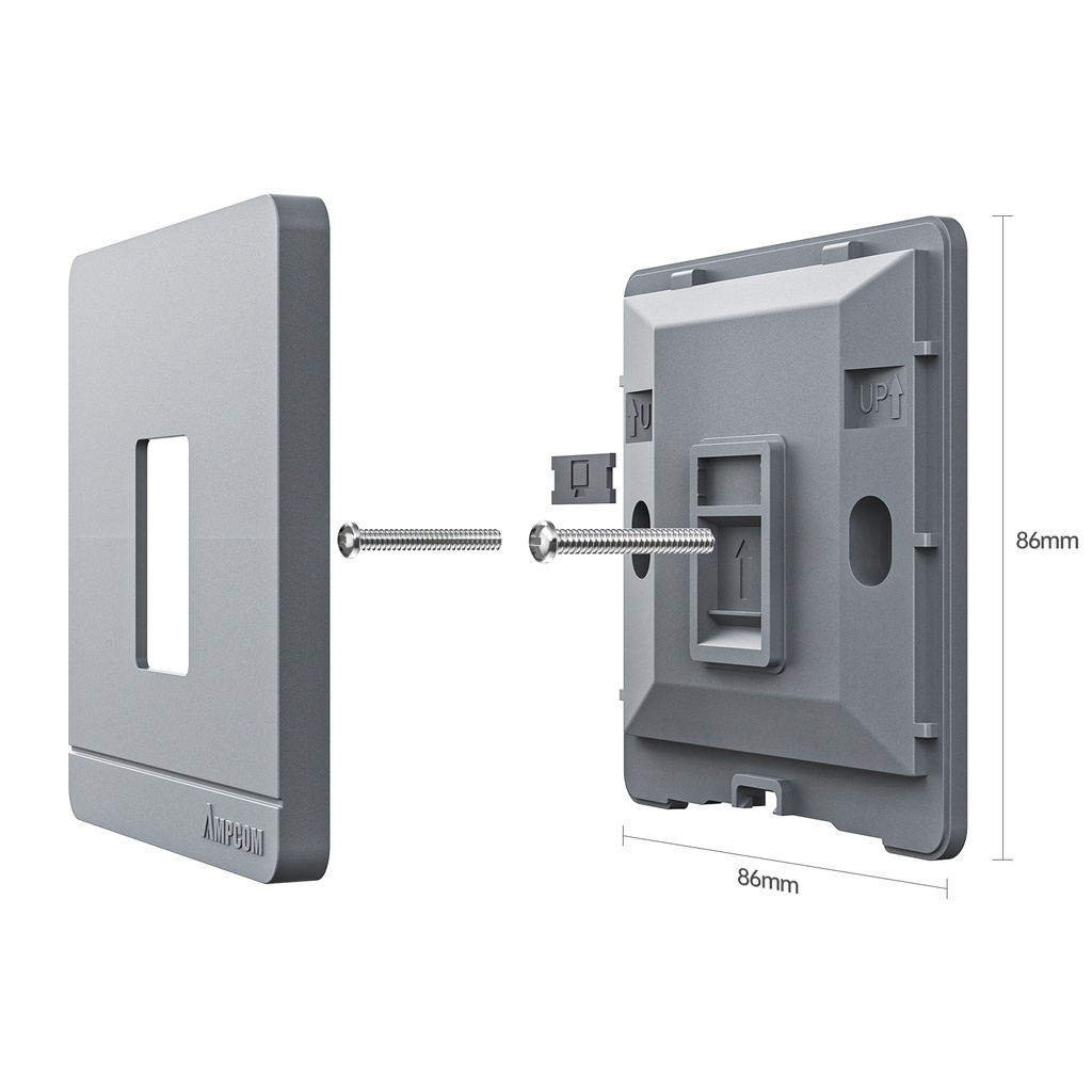 AMPCOM Wall Faceplate Socket Grey Networking Socket Outlet Mount Panel ...