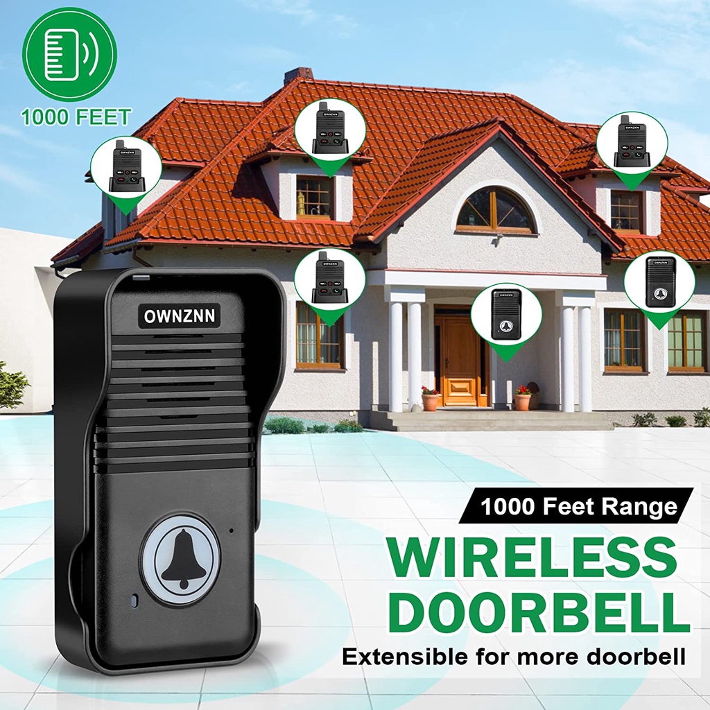 Wireless Doorbell, OWNZNN Full Duplex Doorbell Upgrade, 1000ft Range ...