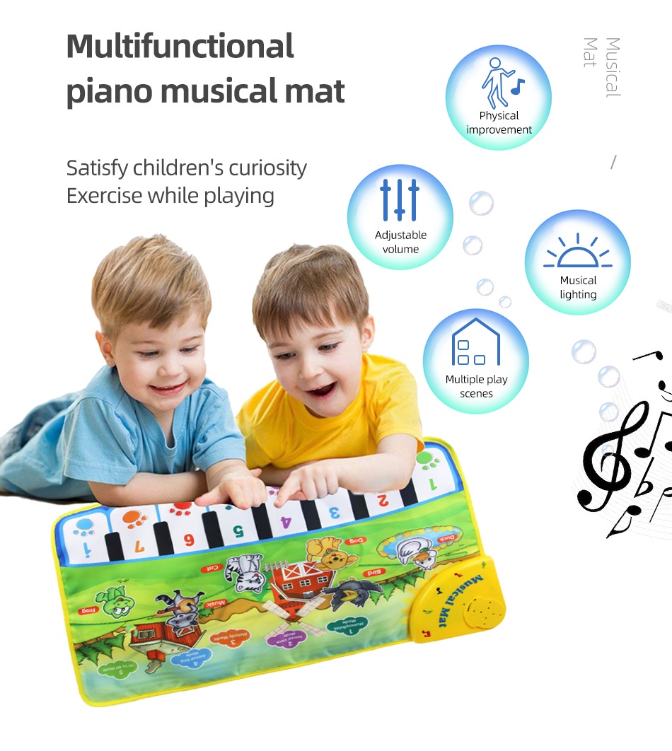 Baby Musical Carpet - Educational Piano Play Mat with Animal Farm Theme ...