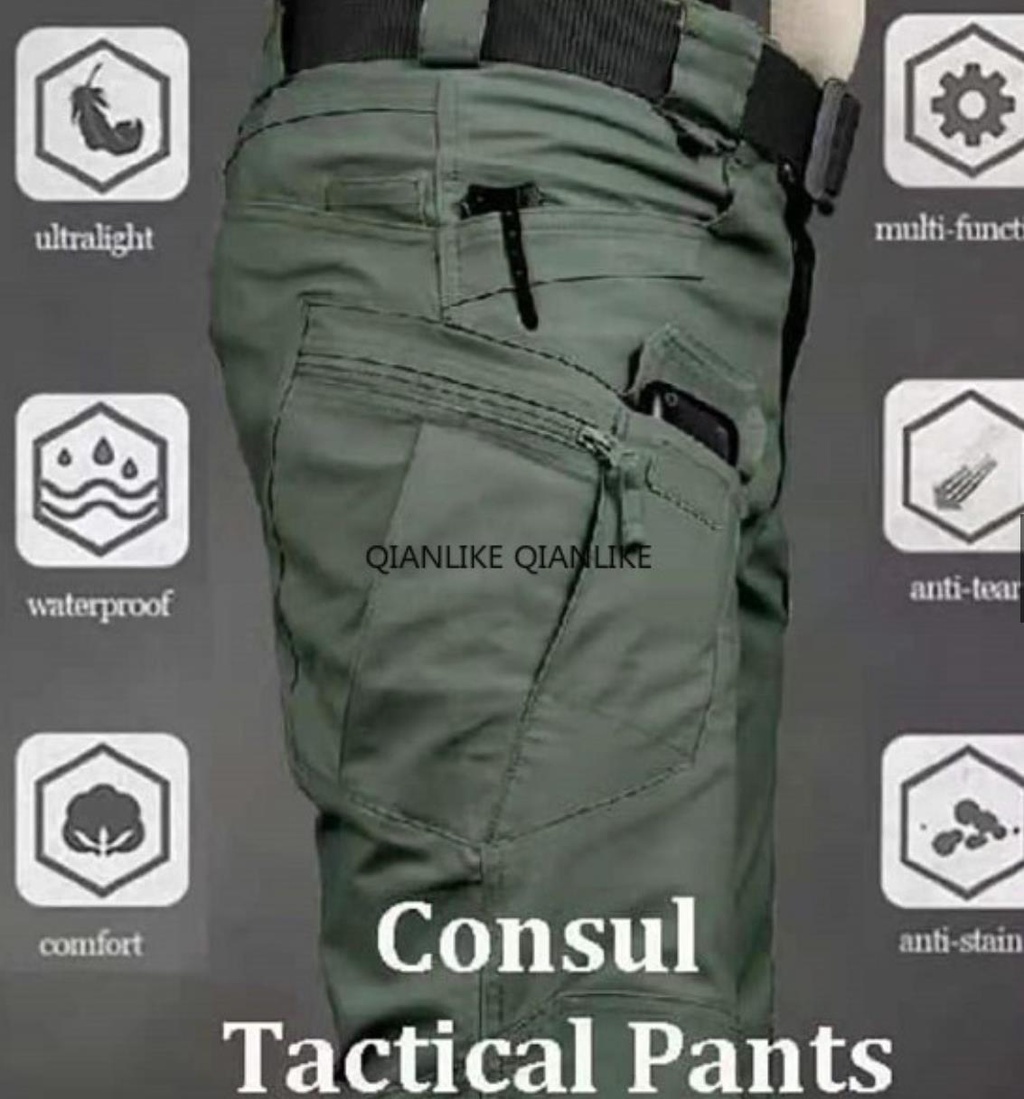 IX7 Waterproof tactical cargo pants men Multi Pocket cargo pants seluar ...
