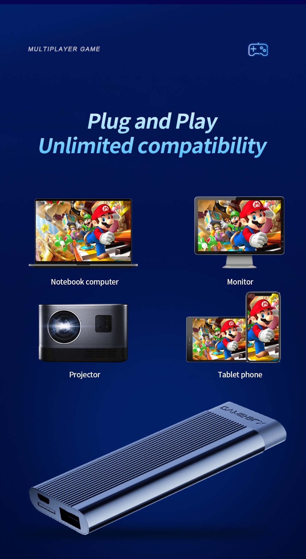 New Aluminum Alloy video game stick console Double Wireless Controller ...