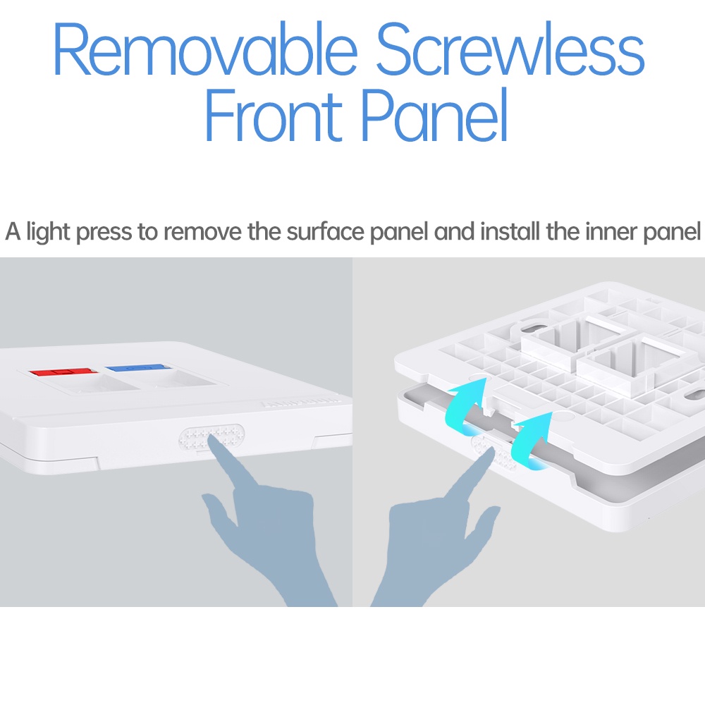 AMPCOM 86 Type Wall Faceplate with Mounting Junction Box for RJ45 RJ11 ... AMPCOM 86 Type Wall Faceplate with Mounting Junction Box for RJ45 RJ11 ...