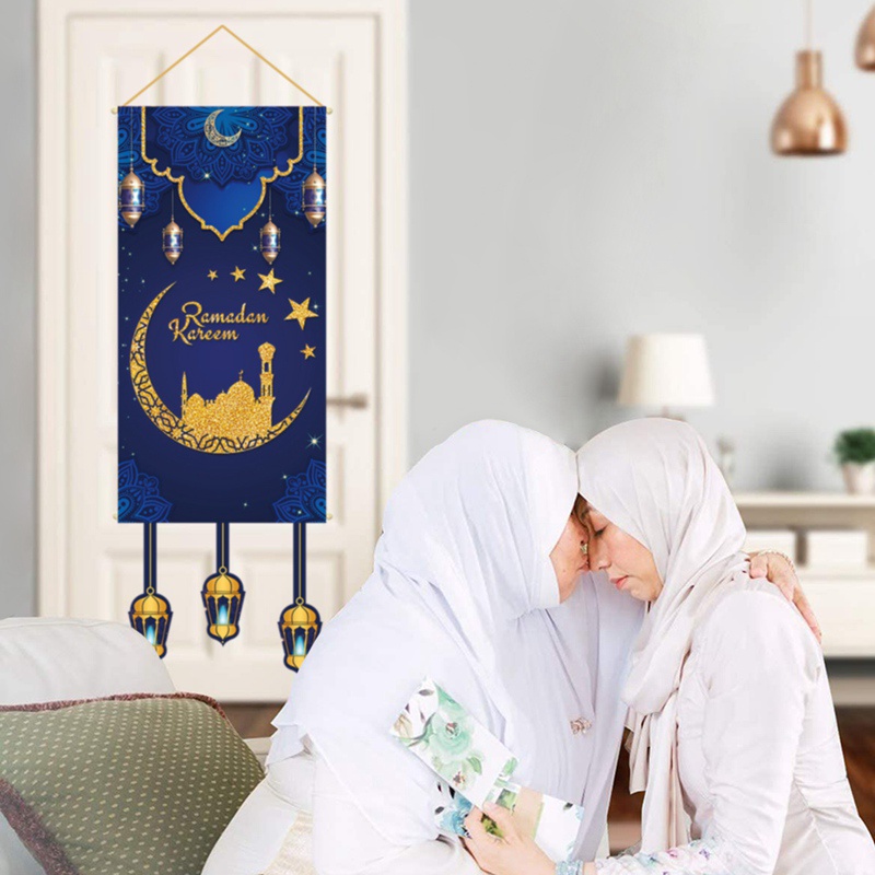 Eid Mubarak Decor Banner 2025 Kareem Ramadan Decoration for Home Ramadan Mubarak Hanging Flag ...