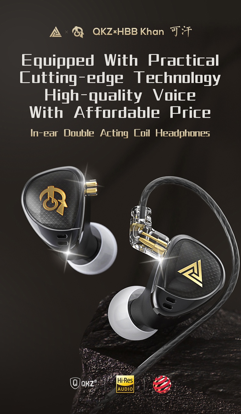 QKZ x HBB Khan 2 DD Driver HiFi Earphone In Ear Monitor IEM 3D Printed ...