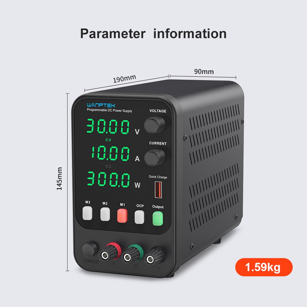 Wanptek Adjustable DC power supply 30V 10A 60V 5A Lab Bench Power Source Stabilized Power Supply ...