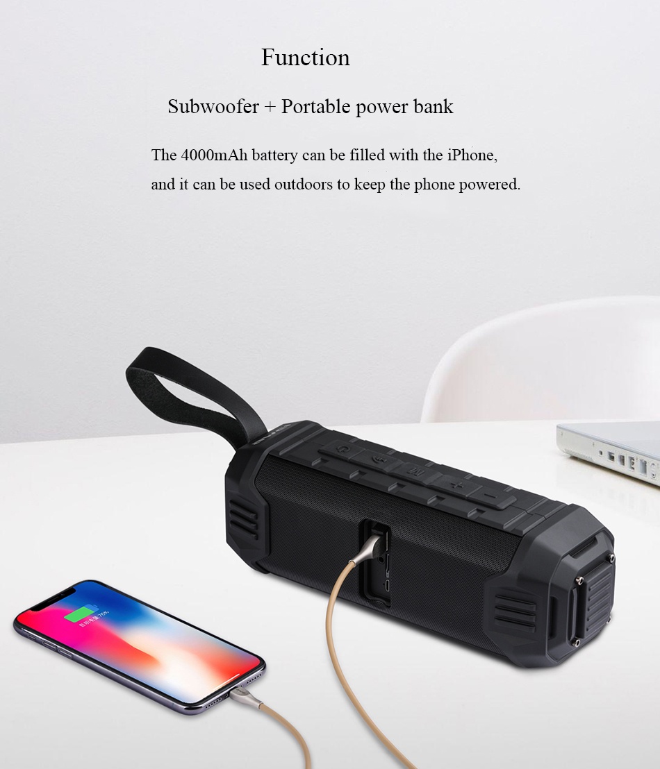 Awei Y280 Portable Wireless Speaker Outdoor Sound Dual Stereo Track AUX TF Card FM Waterproof ...