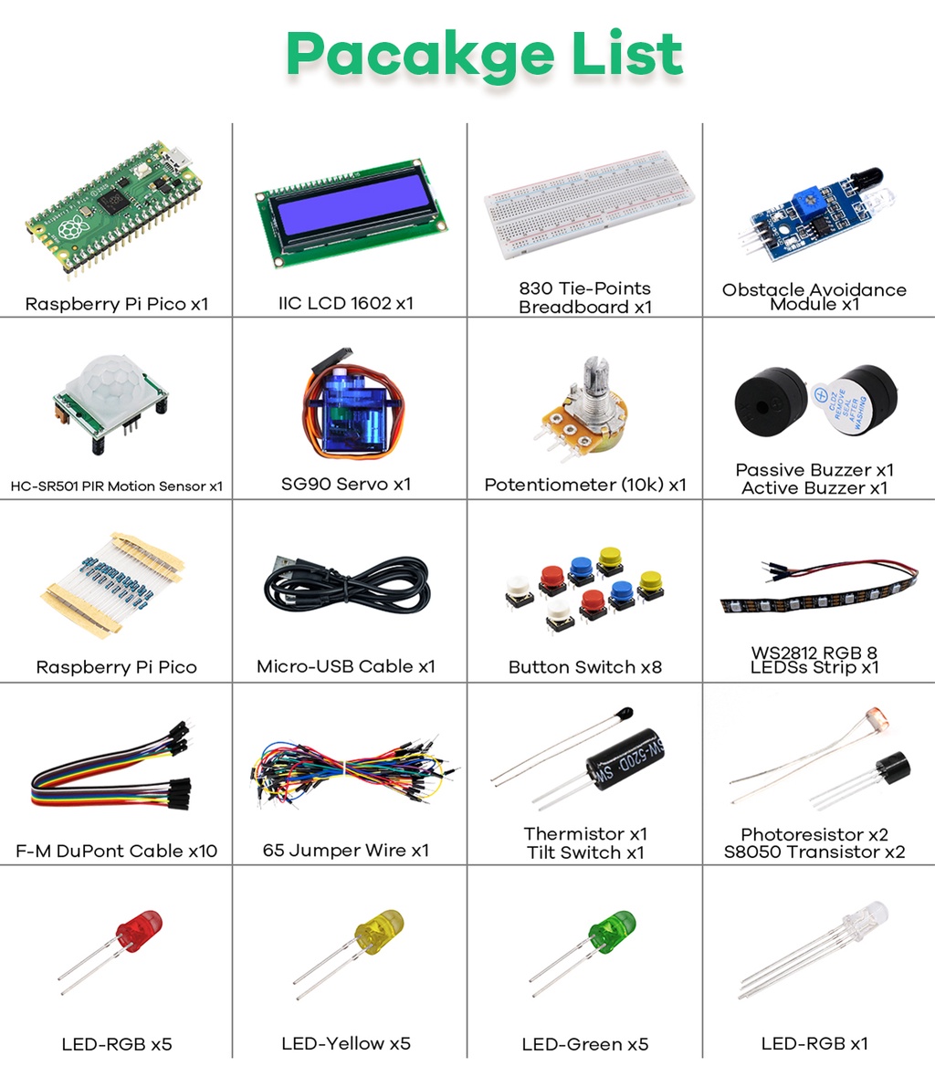 Lafvin Basic Pico Starter Kit For Raspberry Pi Pico With Detailed Online Tutorials Micropython