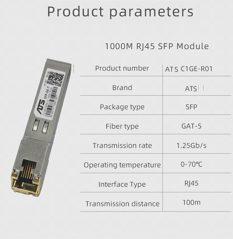 1 piece Plug-in Fiber Optical Transceiver Gigabit 1.25g SFP Copper RJ45 ...