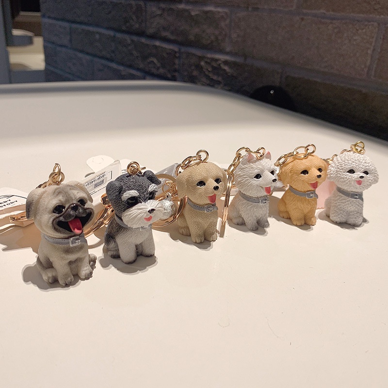 Dog Keychain Bag Pendant Cute Family Doll Labrador Bichon Frize Satsuma ...