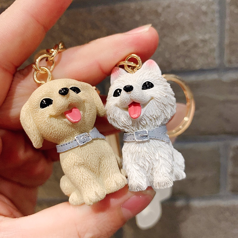 Dog Keychain Bag Pendant Cute Family Doll Labrador Bichon Frize Satsuma ...