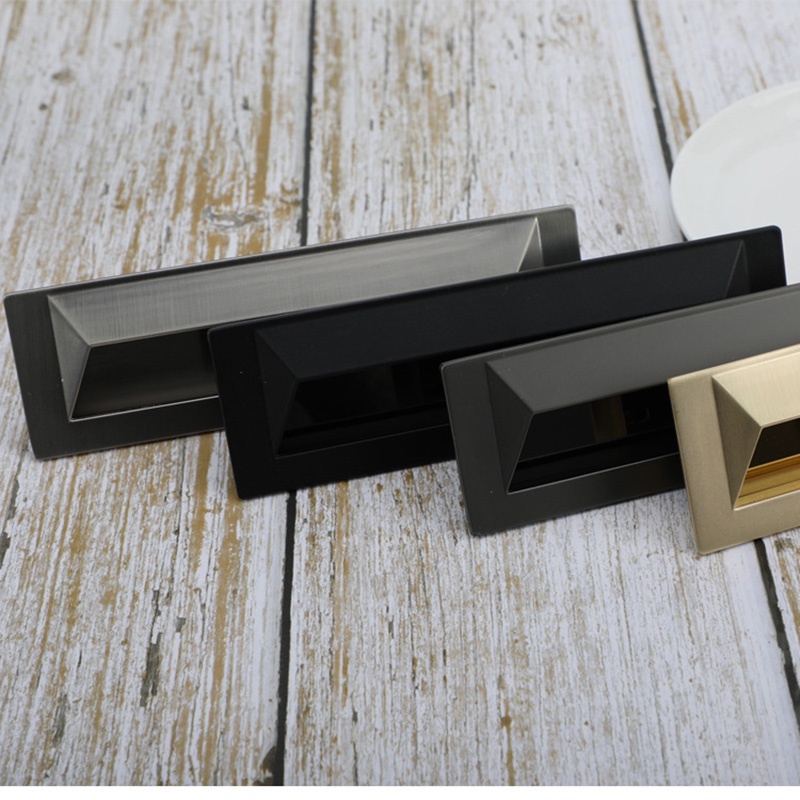 1pcs Black Invisible Handle Embedded Concealed Kitchen Cabinet Door ...